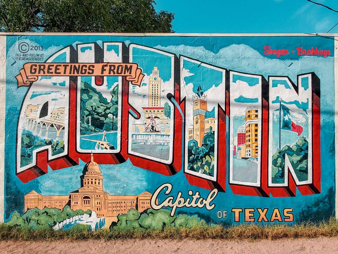 'Greetings from Austin' Mural Photo Guide - Enchanting Texas
