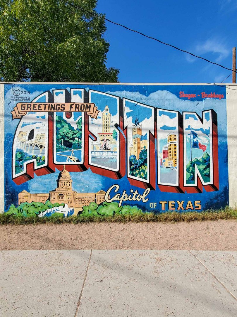 'Greetings from Austin' Mural Photo Guide - Enchanting Texas